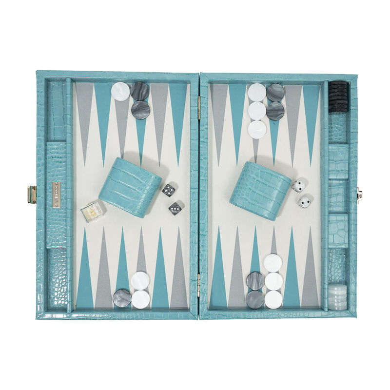 Vido Turquoise Alligator Medium Backgammon Set | Tanagra UAE